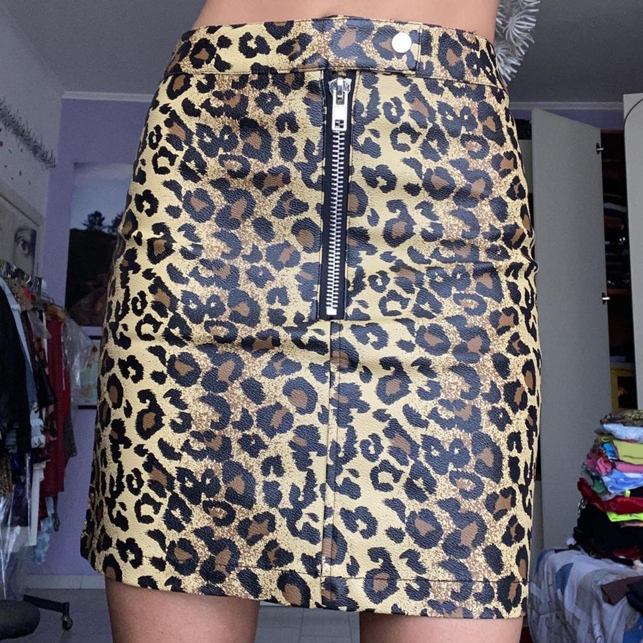Leather Leopard Mini Skirt from The Ragged Priest - Depop