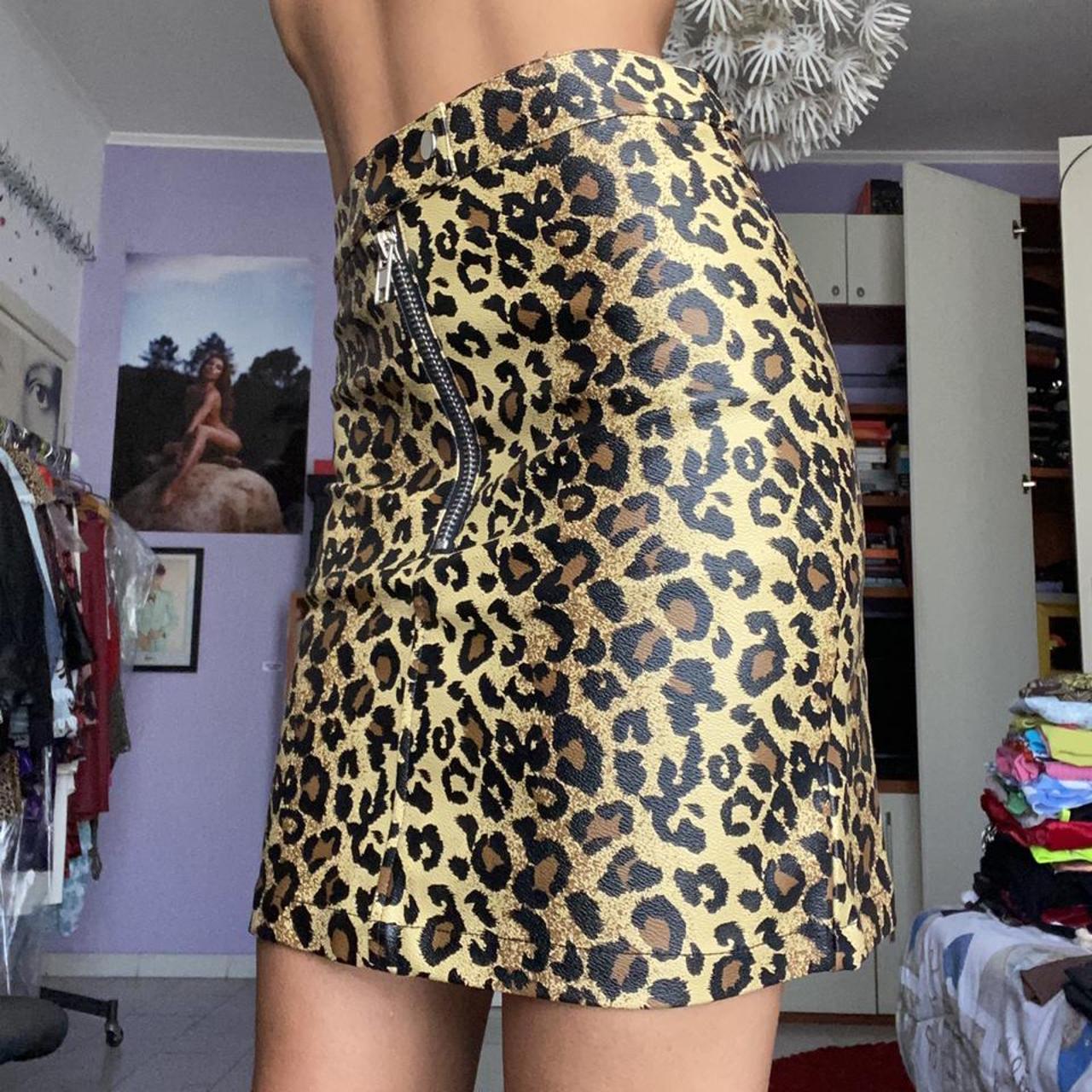 Leather Leopard Mini Skirt from The Ragged Priest - Depop