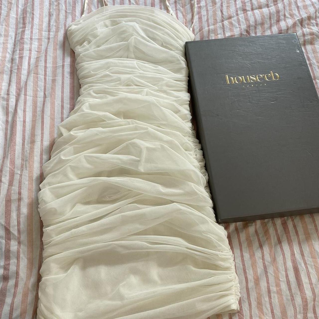 House of CB- Ella white rushed organza mesh mini... - Depop
