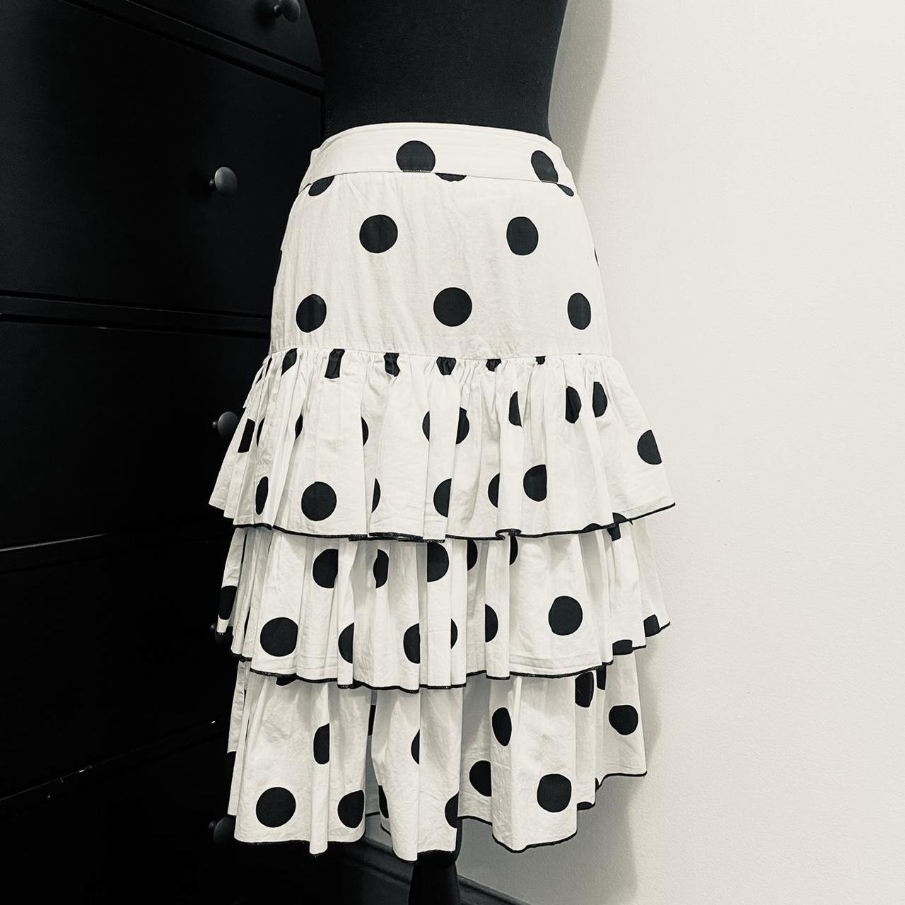 Tiered riddle polka dot midi skirt. Fully lined,... - Depop