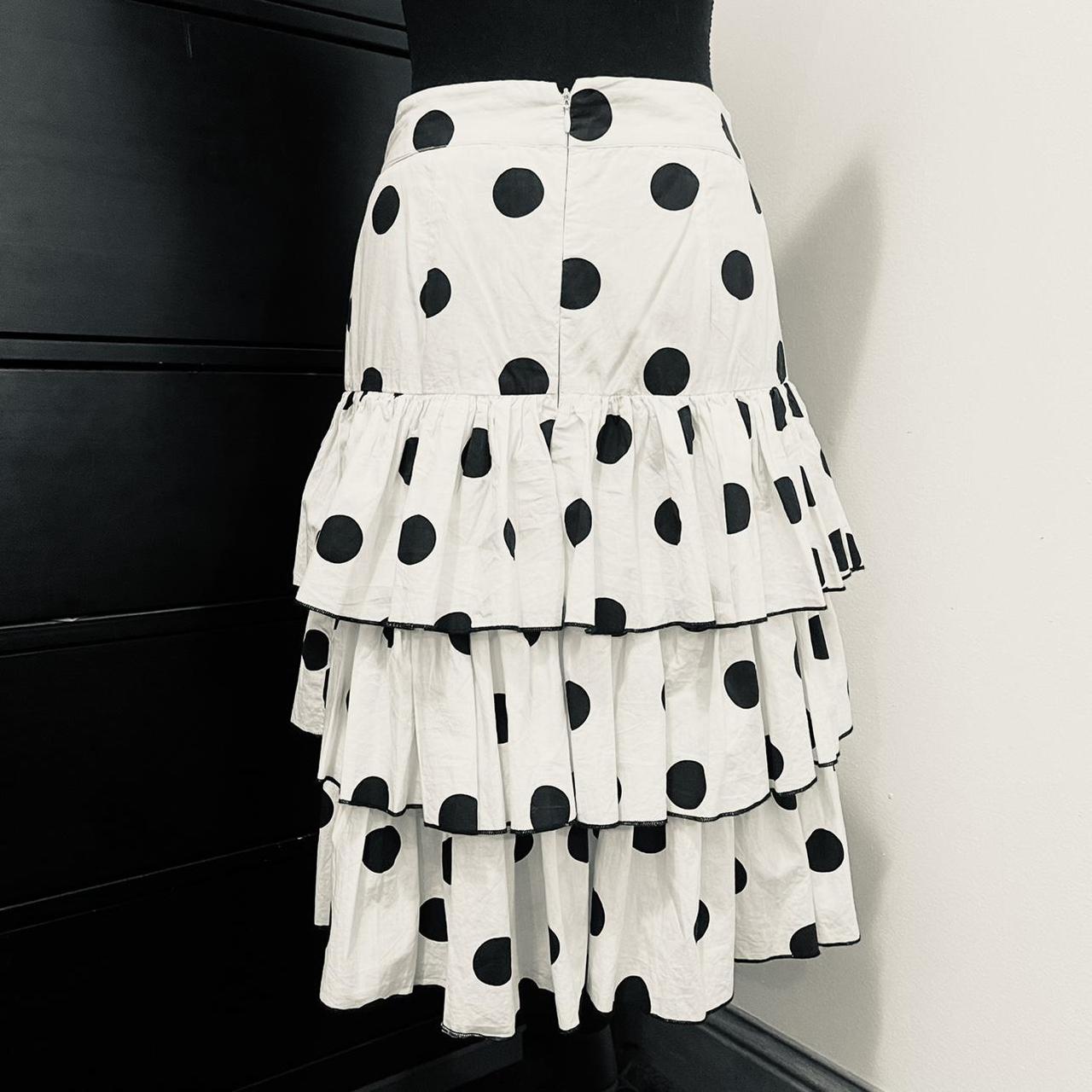 Tiered riddle polka dot midi skirt. Fully lined,... - Depop