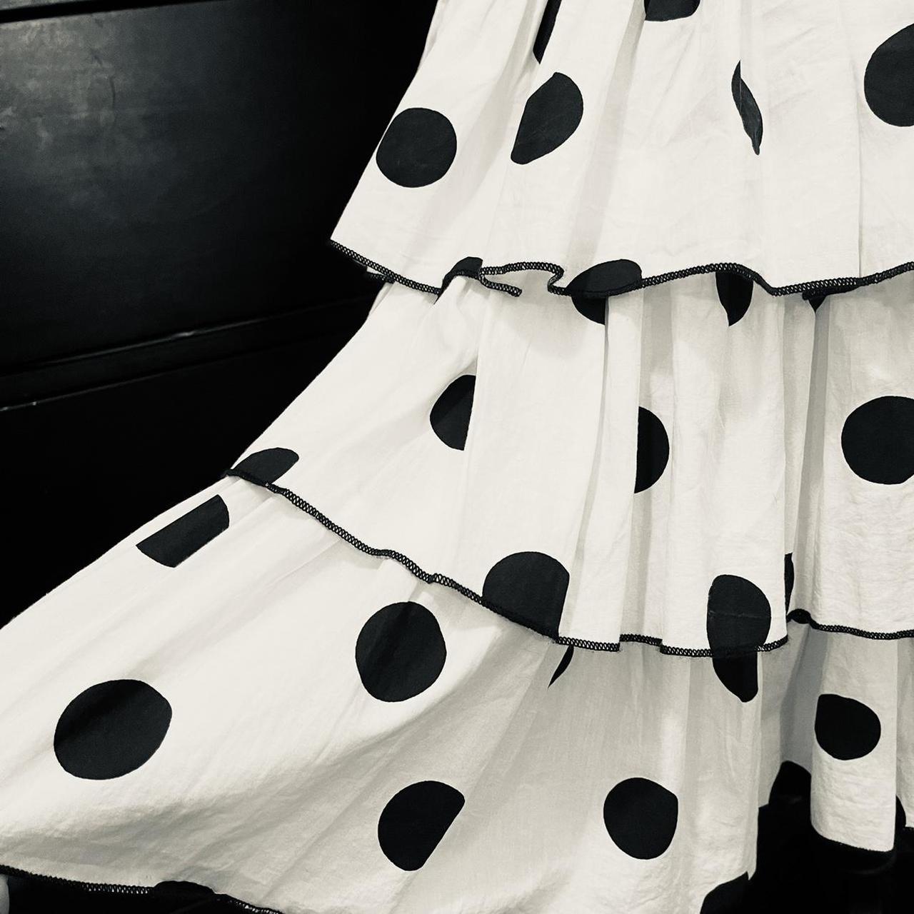Tiered riddle polka dot midi skirt. Fully lined,... - Depop