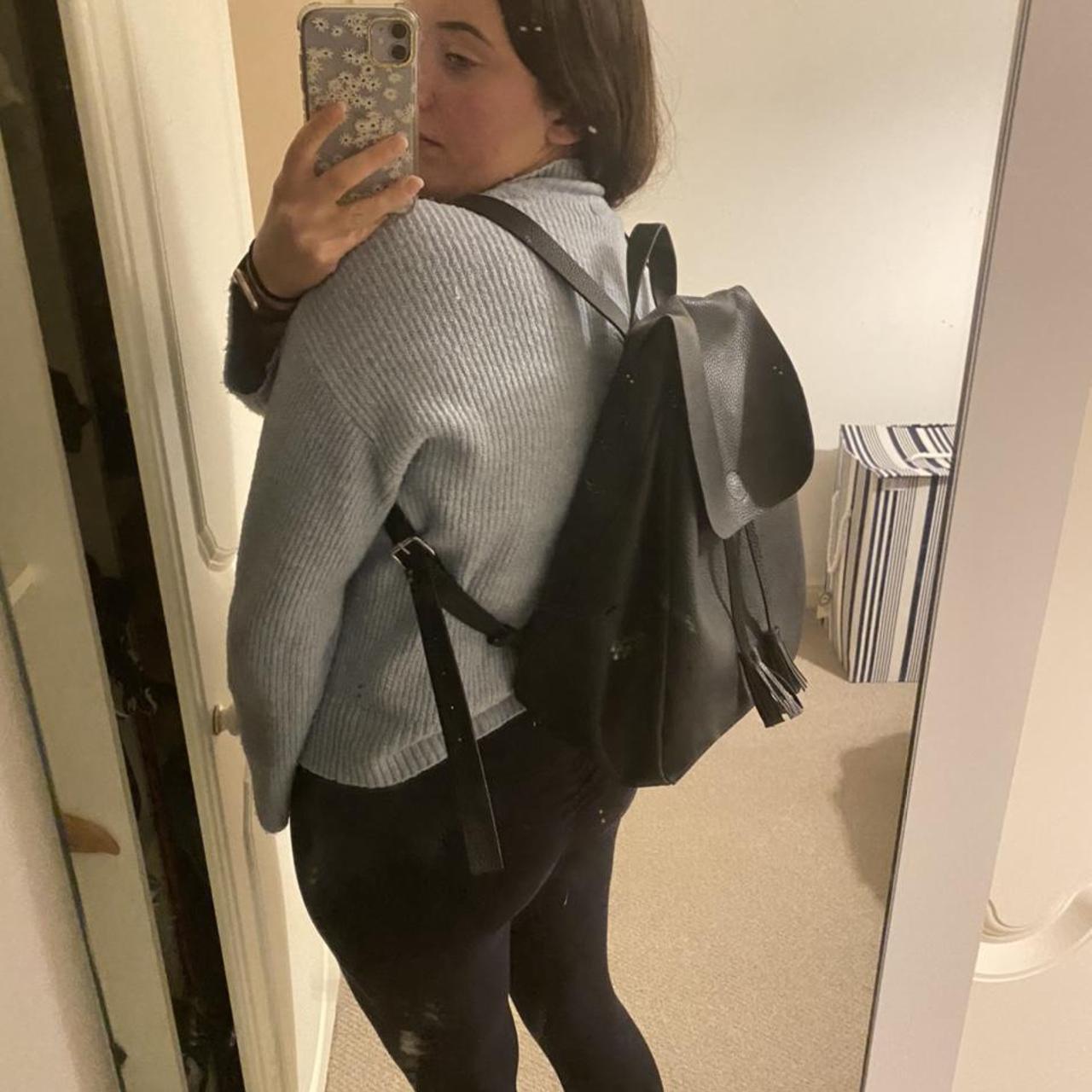 New look black leather backpack Very spacious bay... - Depop