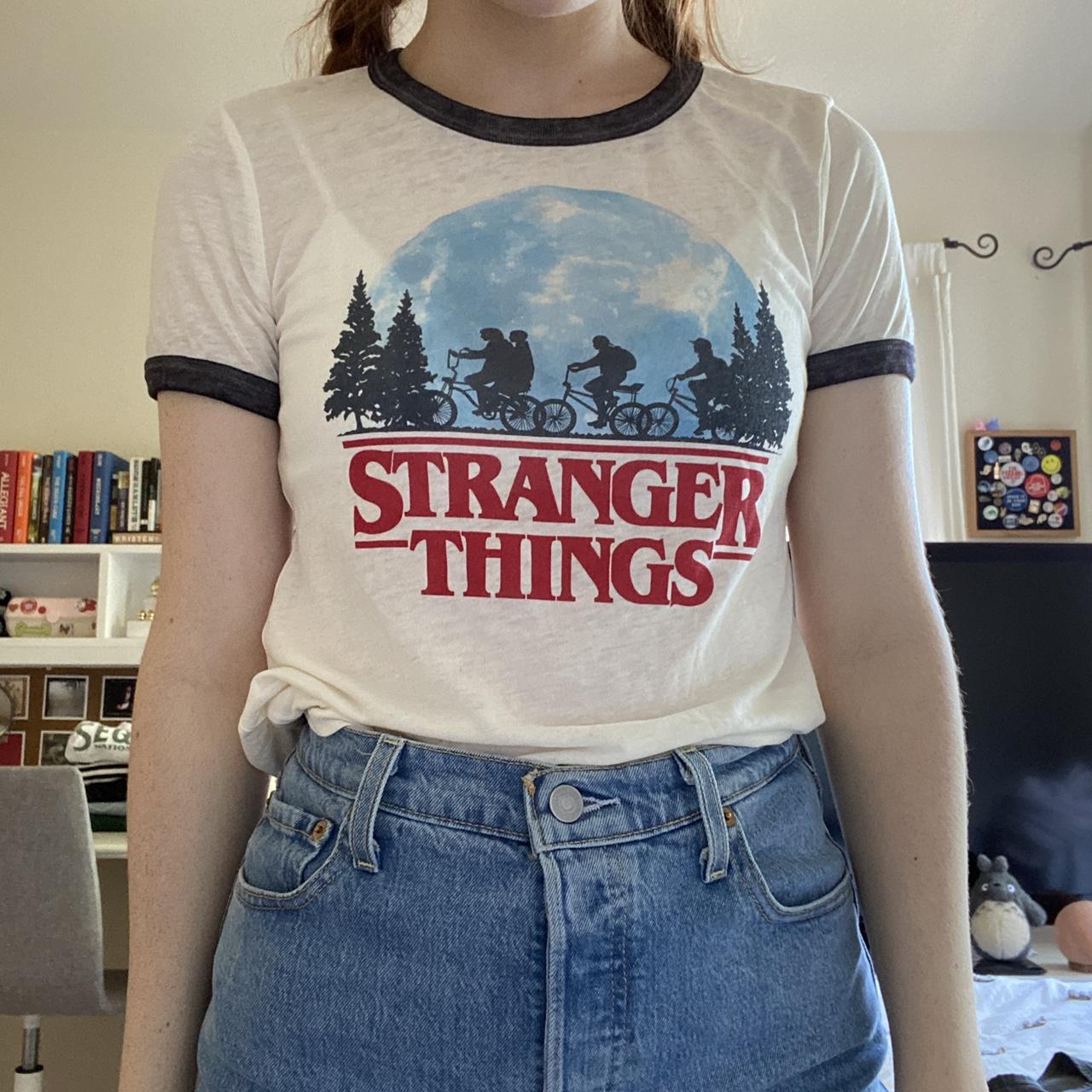 stranger things graphic ringer t-shirt. Never worn,... - Depop