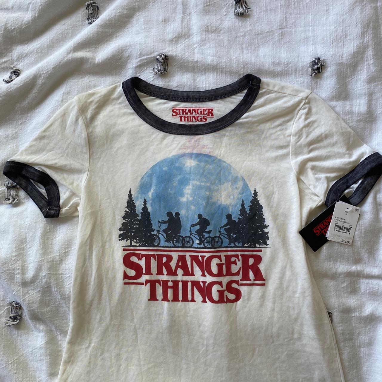 stranger things graphic ringer t-shirt. Never worn,... - Depop
