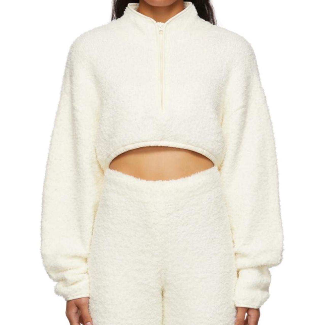 Skims Women's Cream and White Jumper | Depop