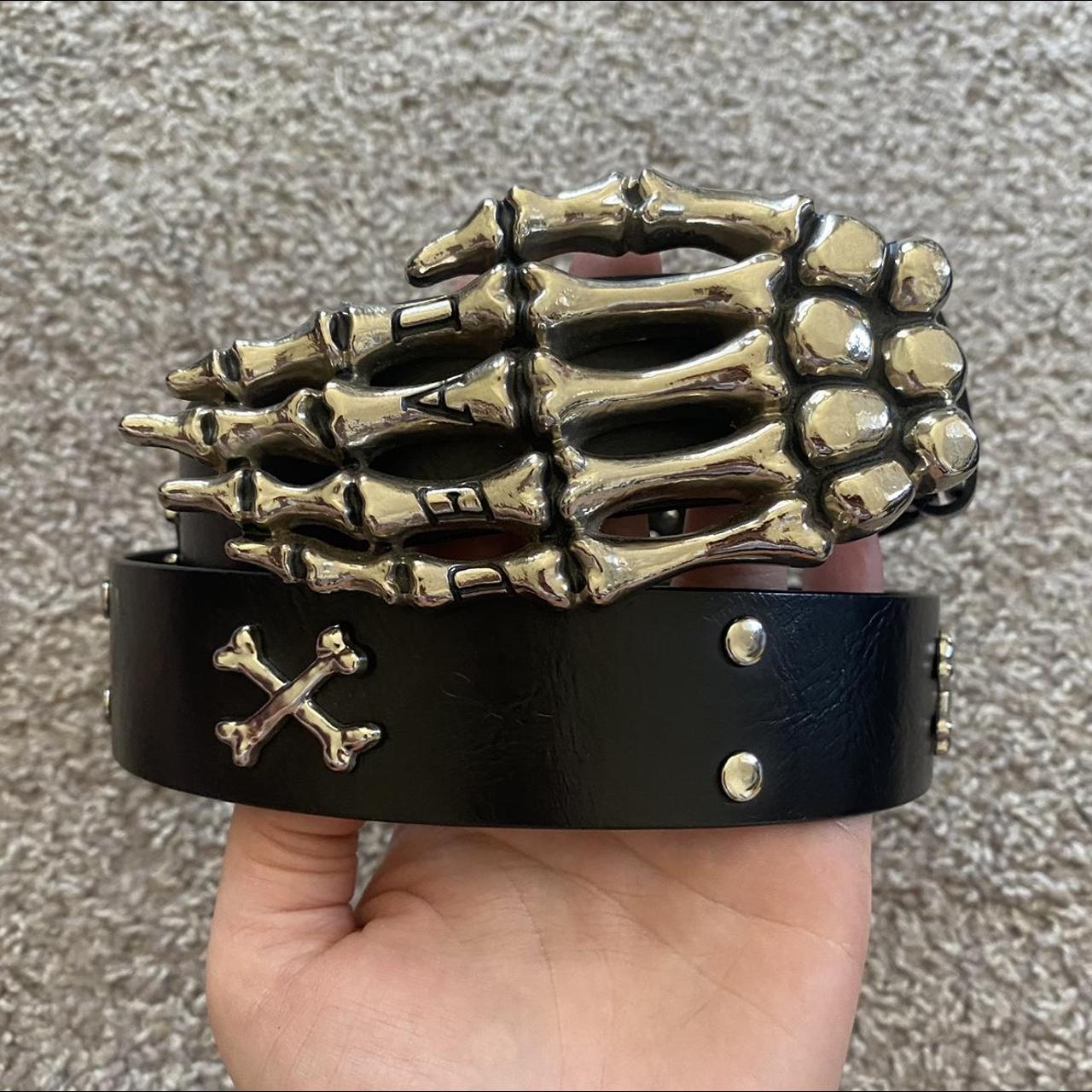 Hot topic Metal skeleton death hand belt with... - Depop