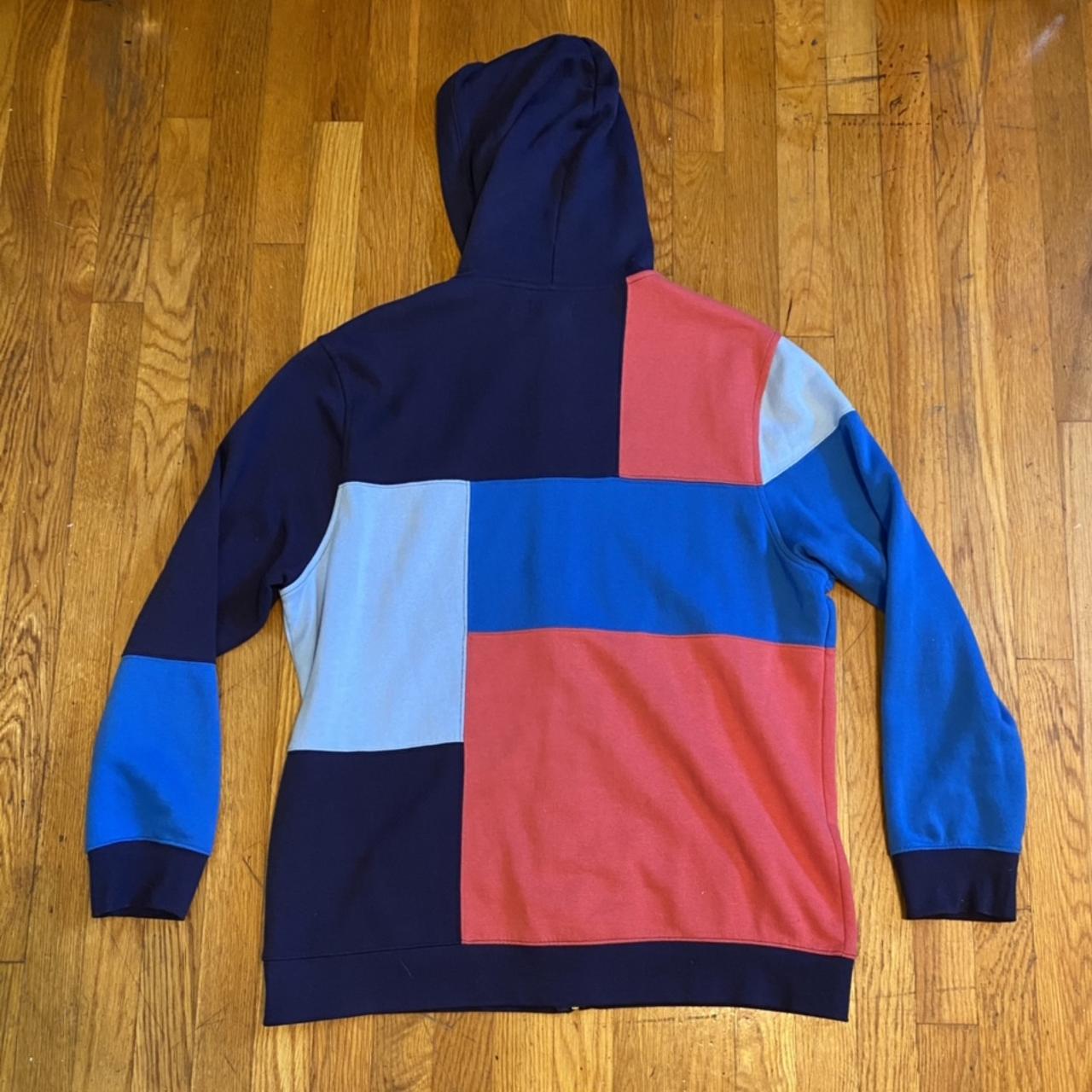 Color Block Zip-Up Hoodie Size XL Great... - Depop