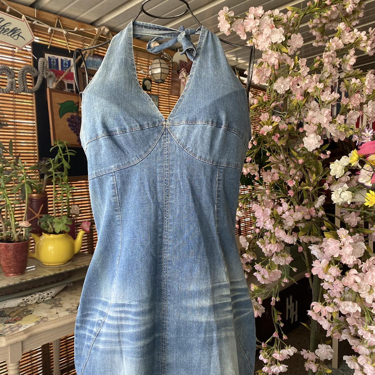denim halter dress 🤍 super cute and soft... - Depop