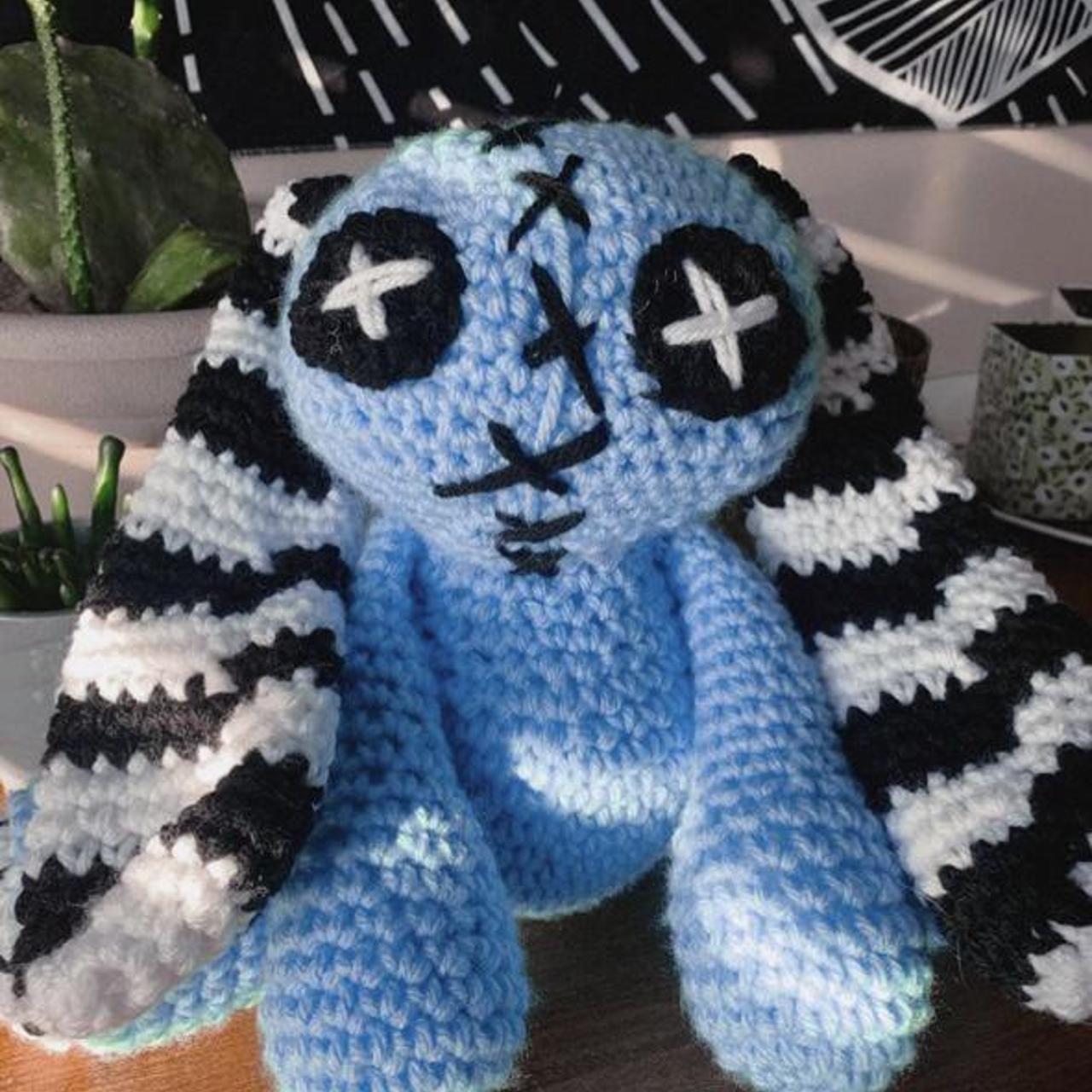 🧷💙 Creepy Bunny Stuffie💙🧷 Crocheted “Punk voodoo... - Depop