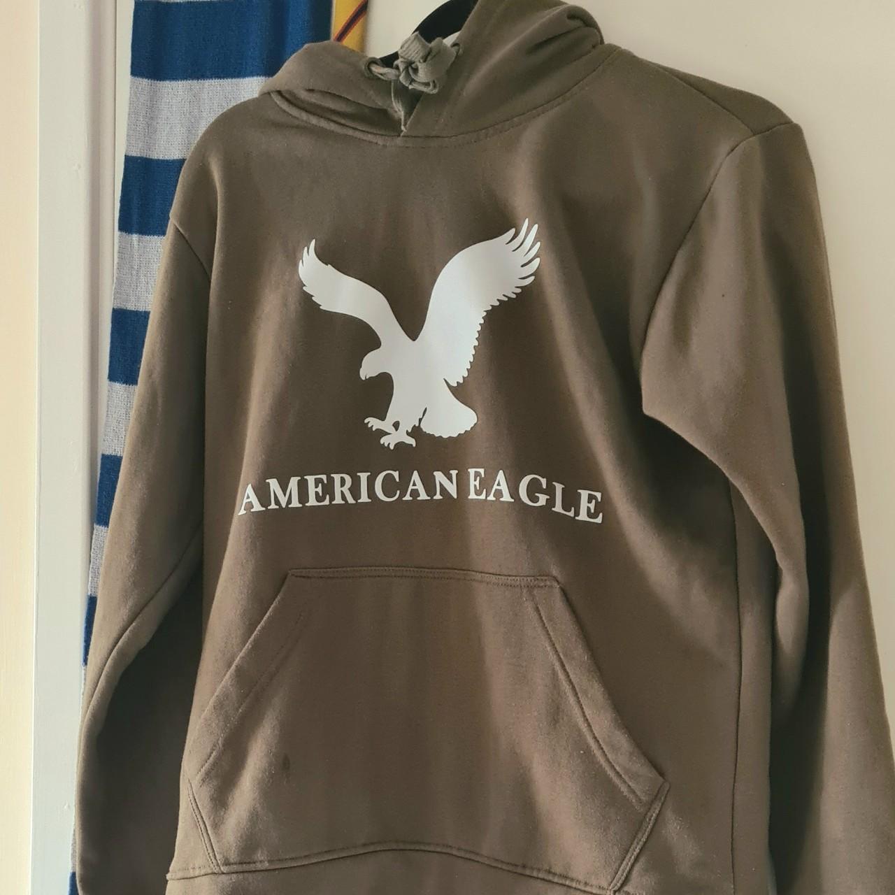 American Eagle Outfitters Men's Khaki Hoodie | Depop