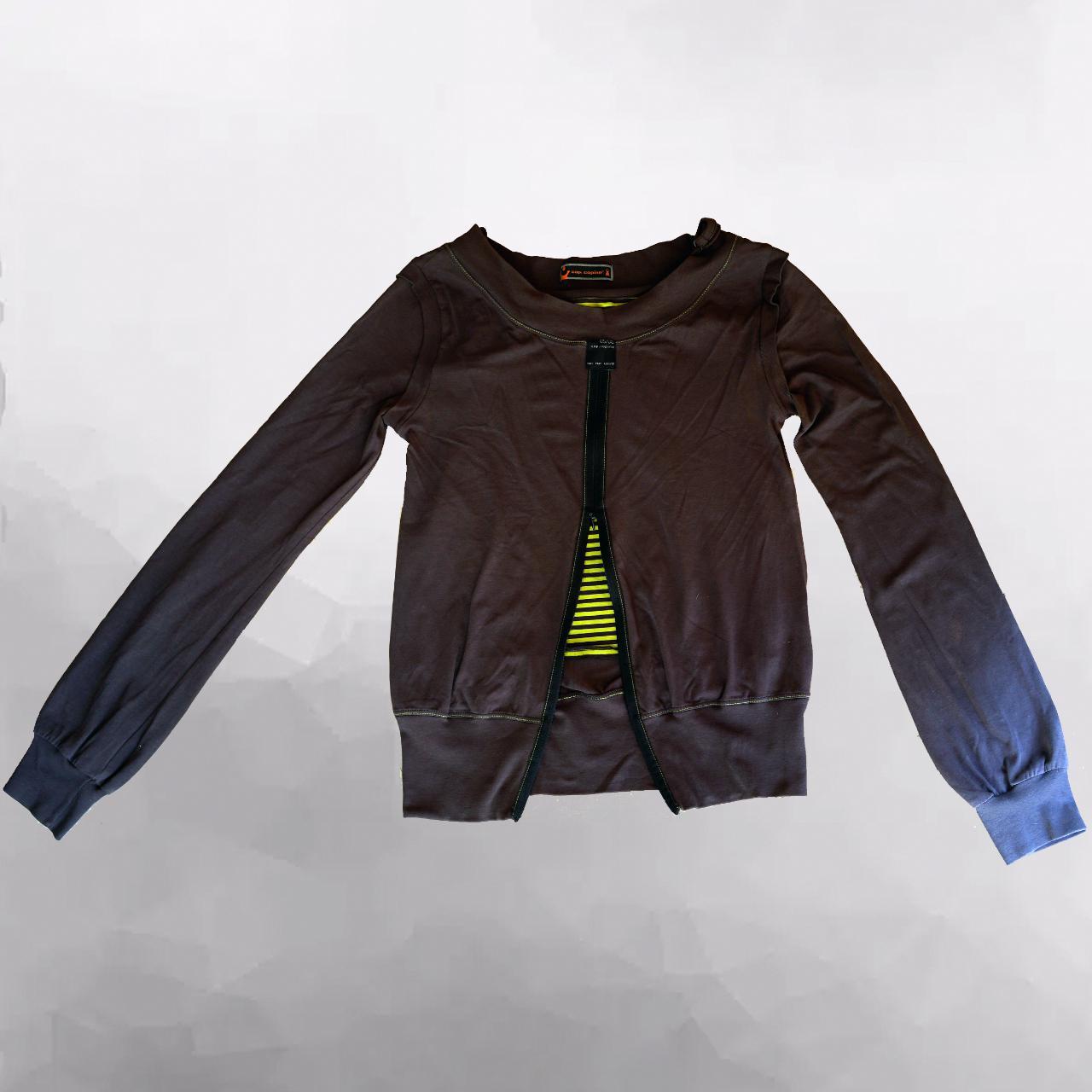 Vintage Cop Copine y2k double layer top Green and... - Depop