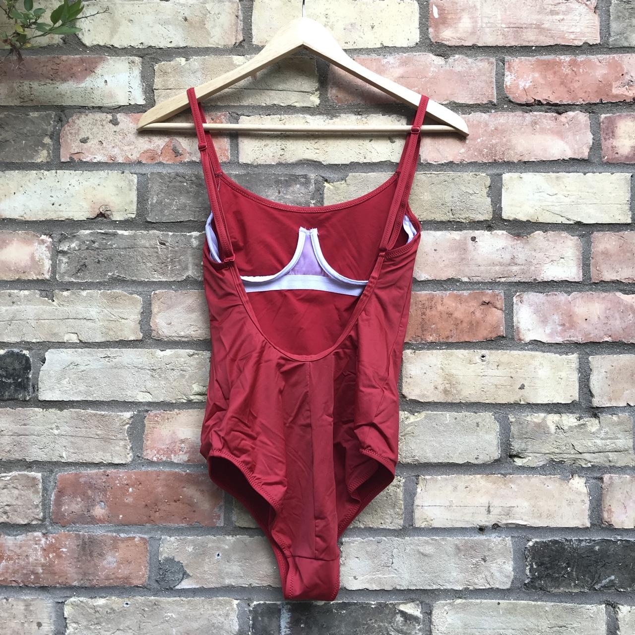 Amazing red classic low back swimming cozzie from... - Depop