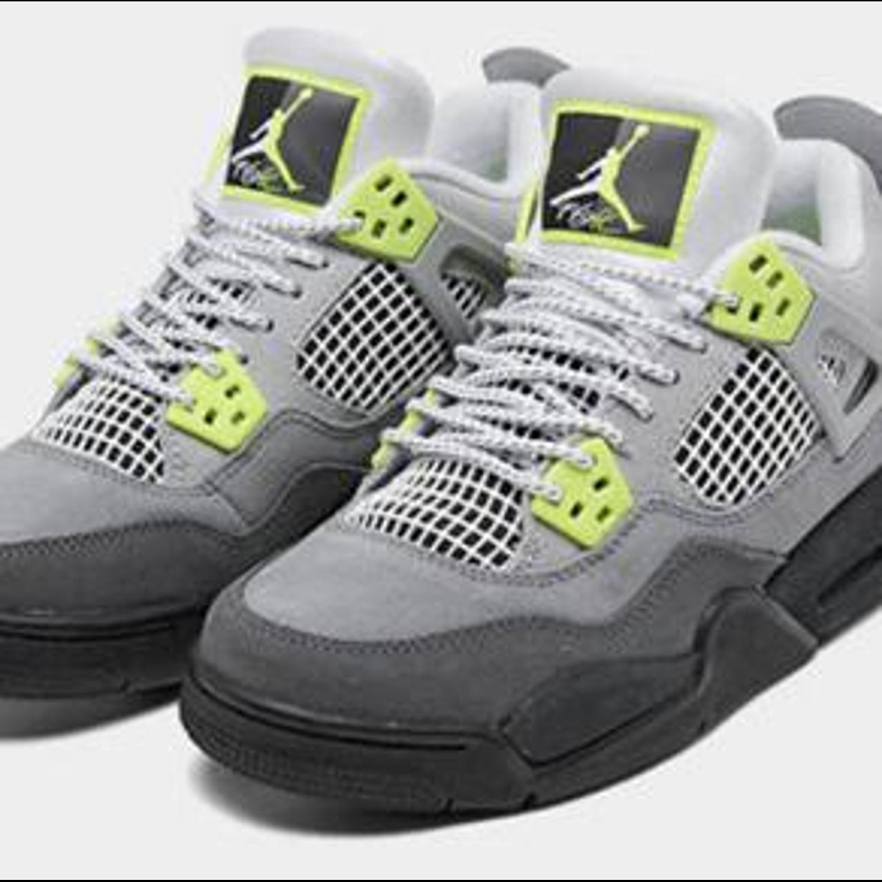 jordan 4 neon grey size 6 condition 9/10 worn a... - Depop