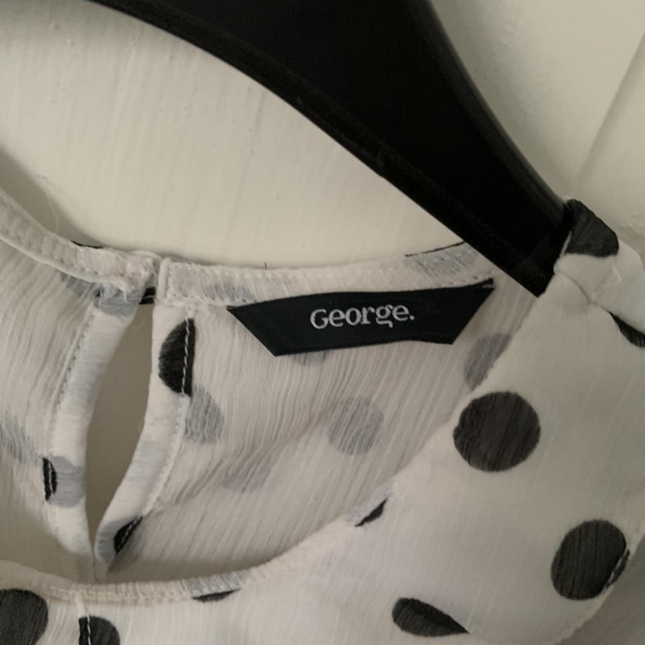 White and black spotty top with collar from George... - Depop
