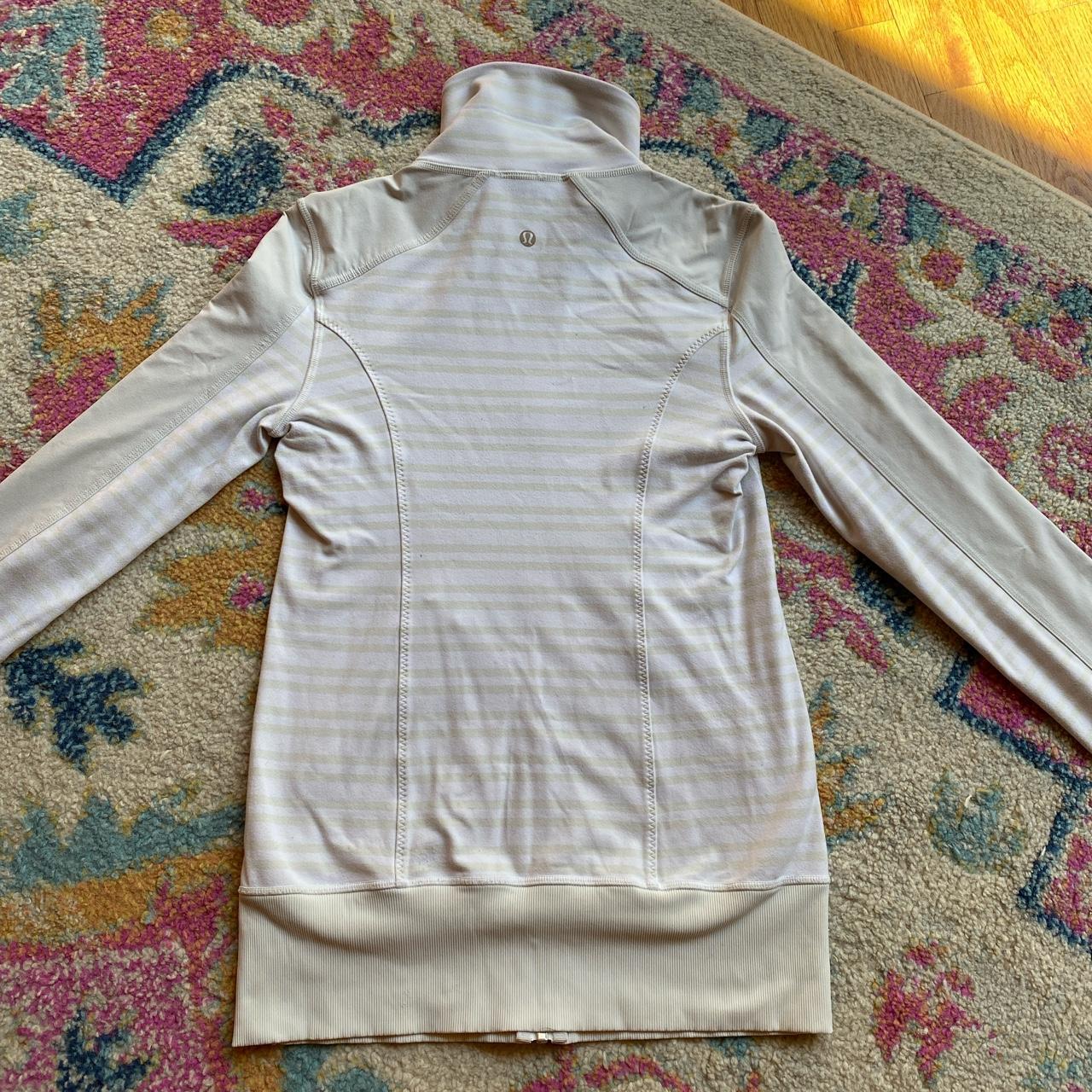 Lululemon jacket - white with subtle cream stripes.... - Depop