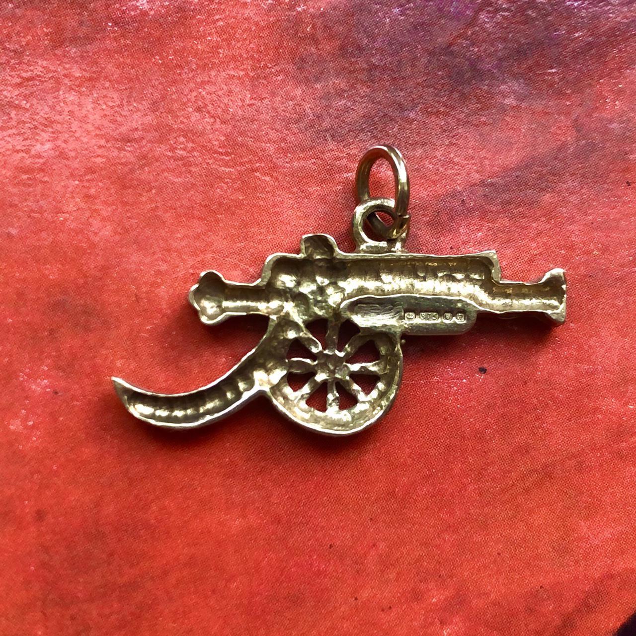 Gold solid 24karat football arsenal canon charm.... - Depop