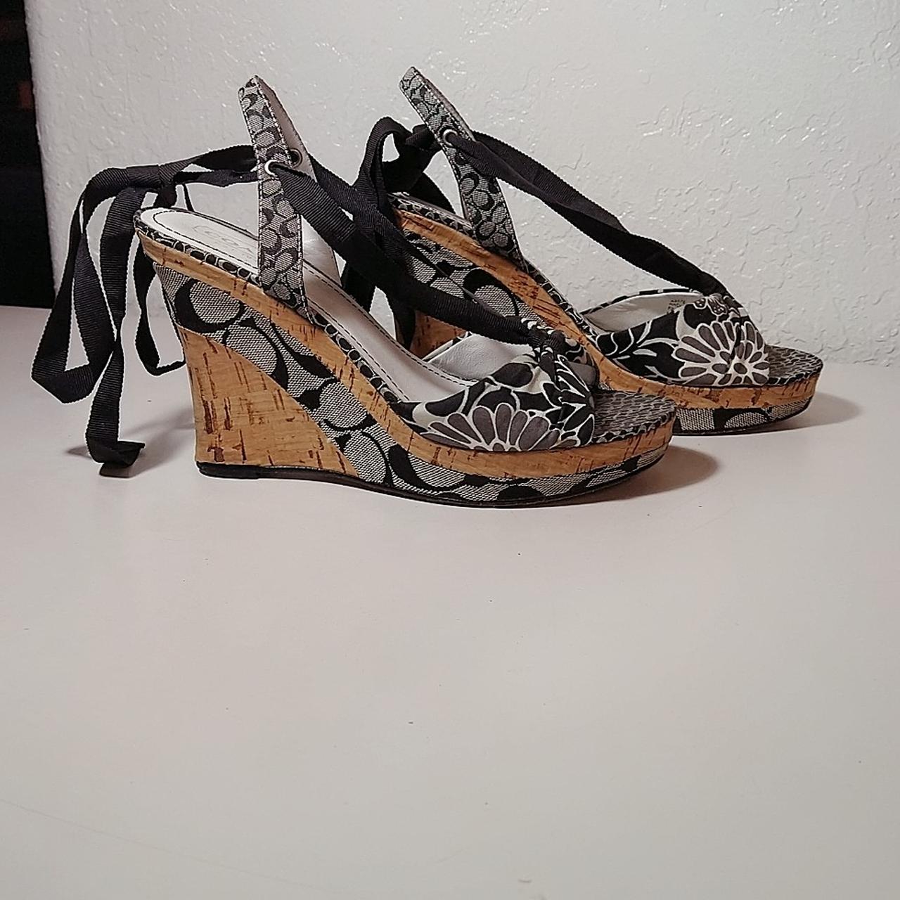 COACH WOMEN'S RACHEL CORK WEDGE SANDALS SIZE 6 1/2M... - Depop