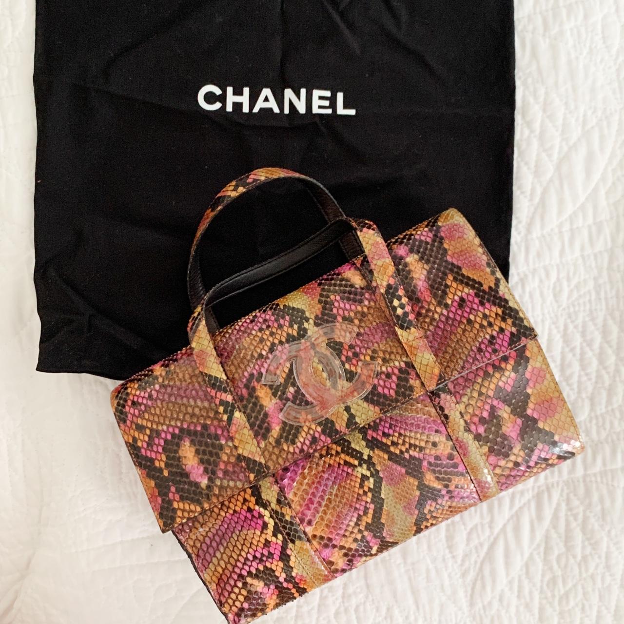 CHANEL python mini authentic CHANEL mini fuchsia... | Depop