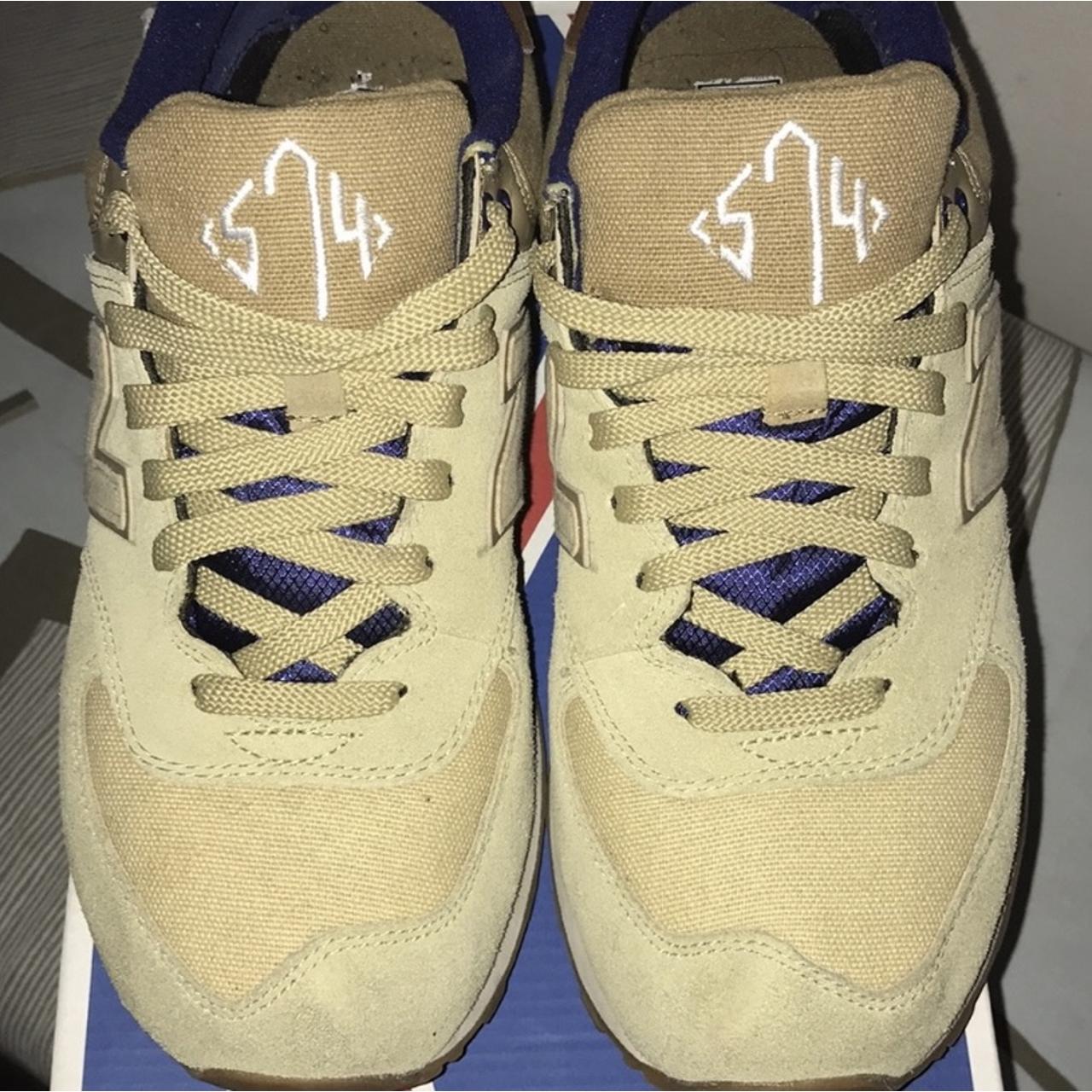 New Balance Men's Tan and Cream Trainers | Depop