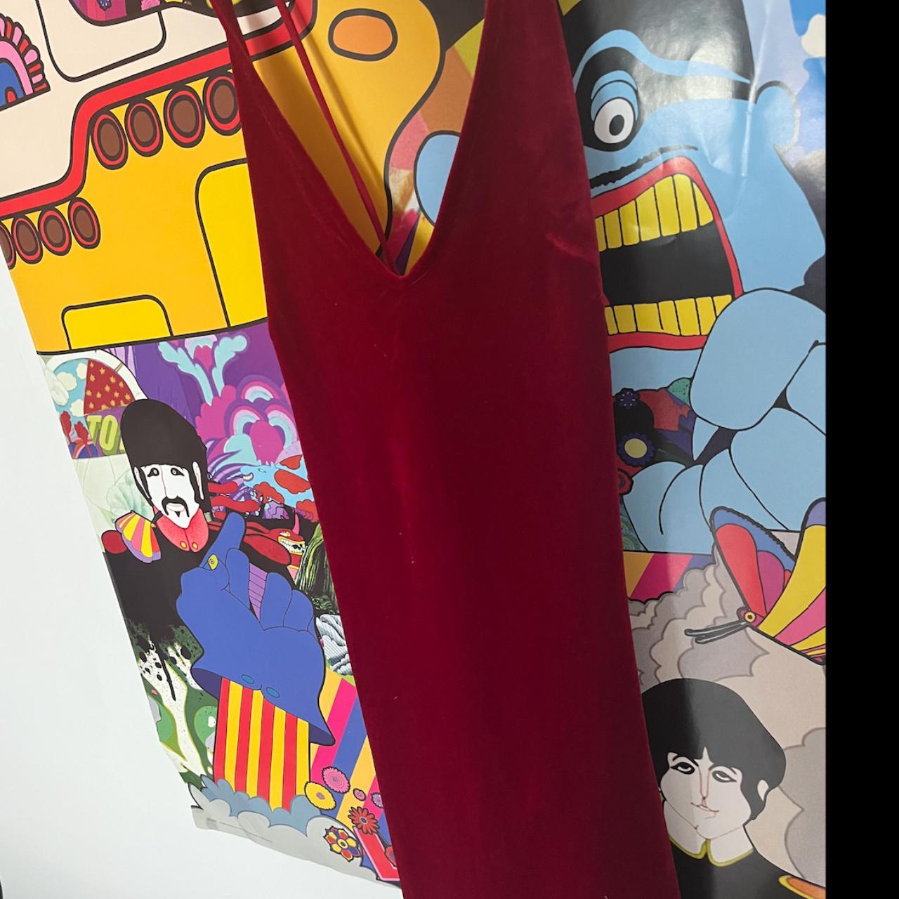 White Fox red velvet dress with cross back Size small - Depop