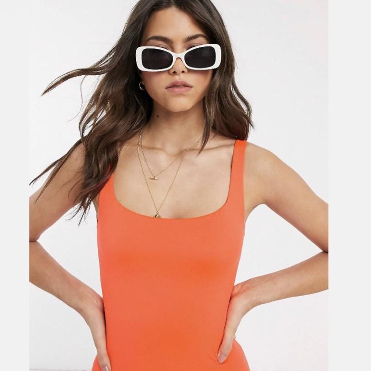 Weekday Womens Orange Swimsuit One Piece Depop