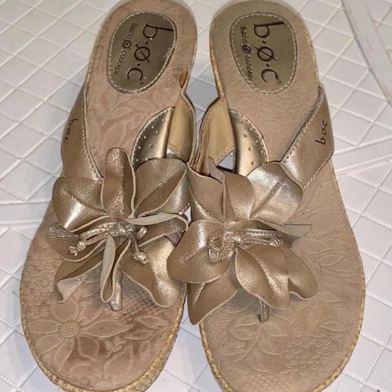 Boc gold wedge flip flops Excellent condition... - Depop