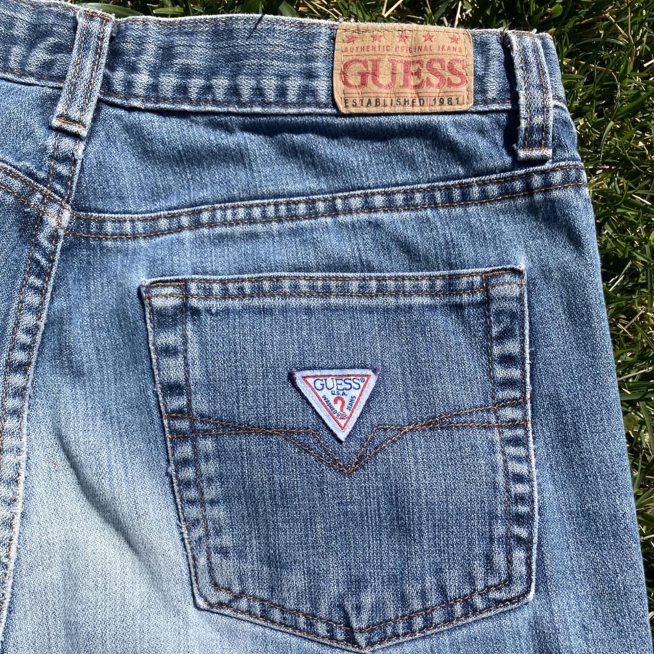 Vintage Guess Blue Wash Denim Rise: 10” Inseam:... - Depop