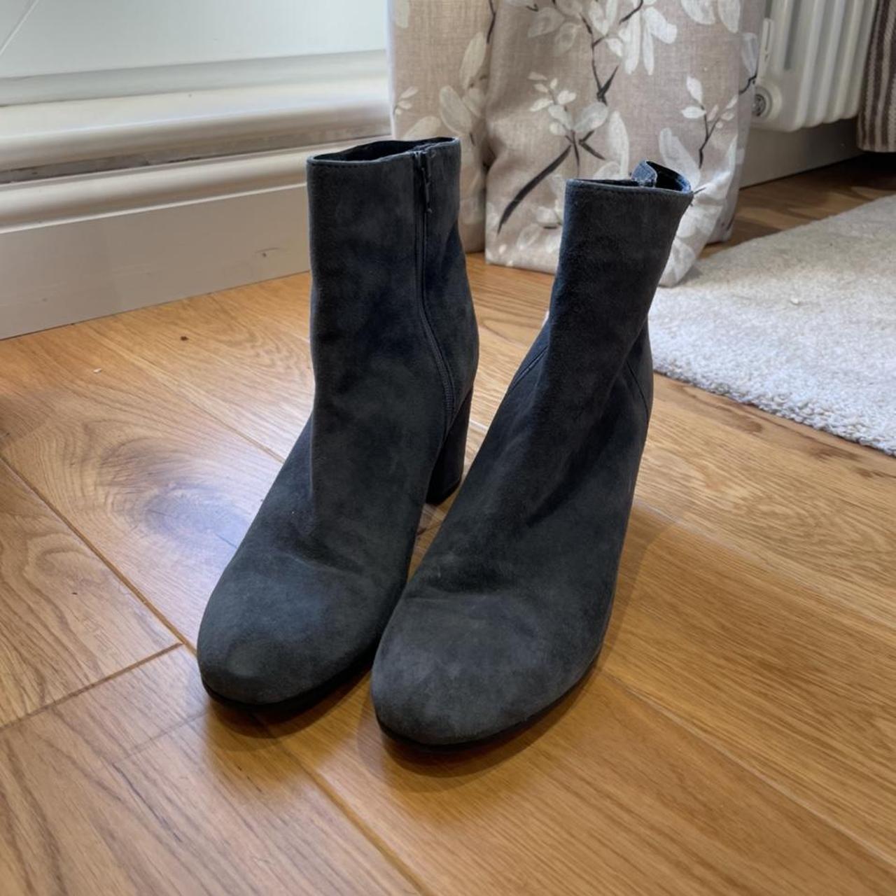 Grey real suede Carvela ankle boots with low block... - Depop