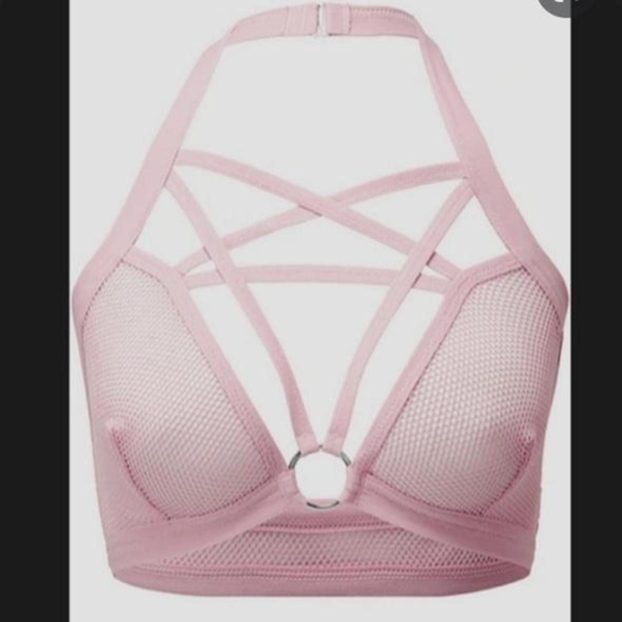 Killstar pink fishnet bralette, brand new in its... - Depop