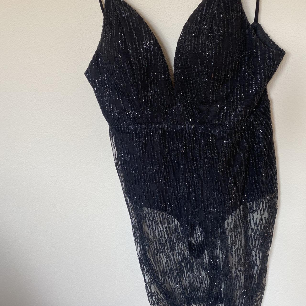 Black mesh overlay dress. (Built in bodysuit) Size... - Depop