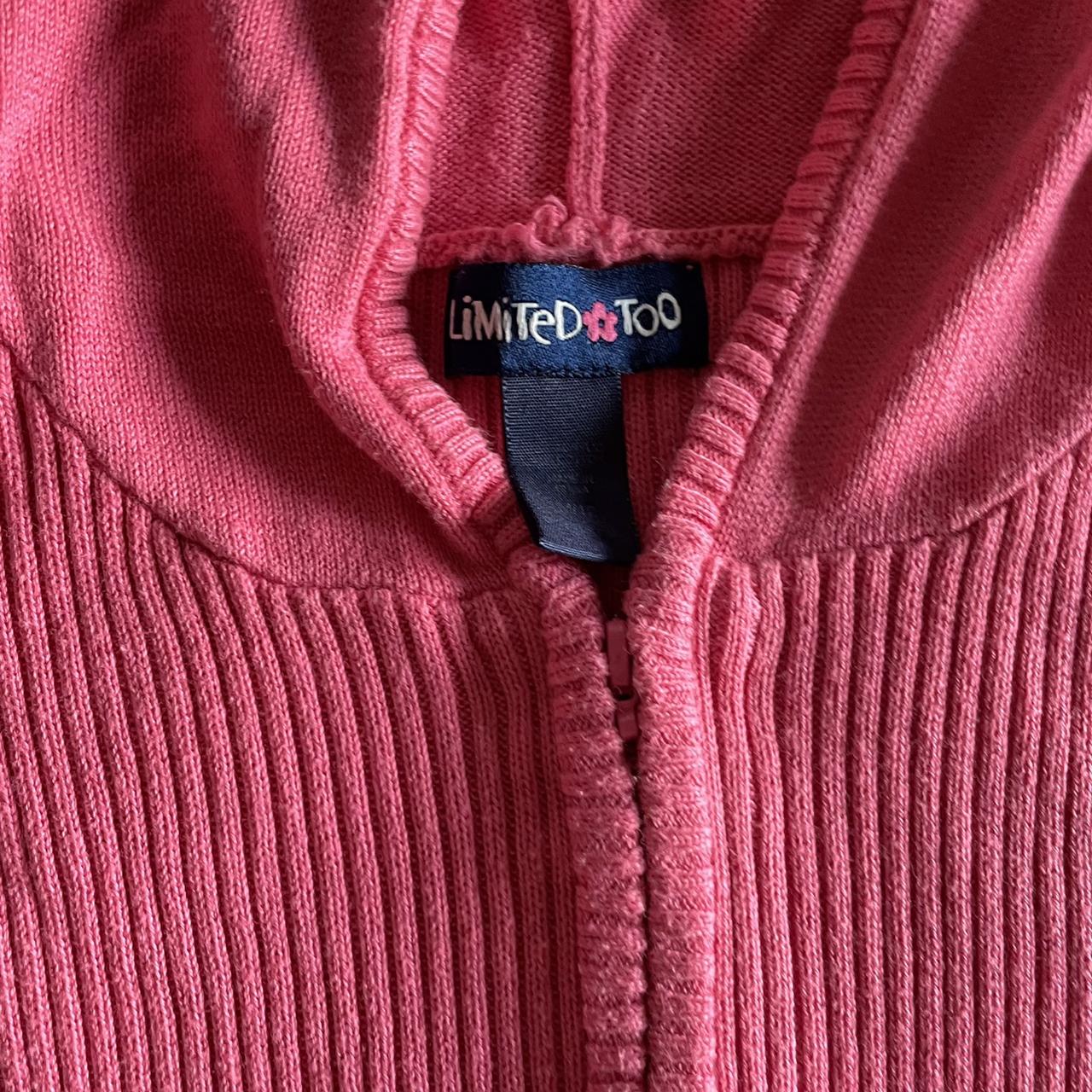 limited too pink ribbed crop hoodie... - Depop