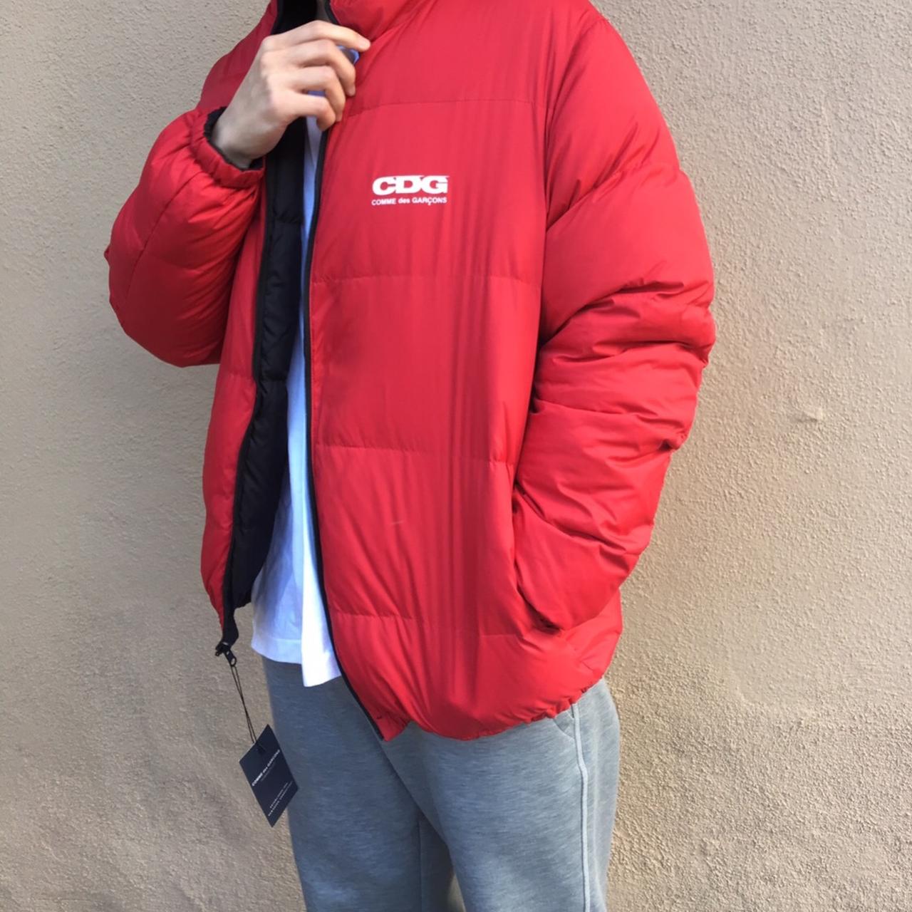 Comme des garcons CDG black / red reversible puffer... - Depop