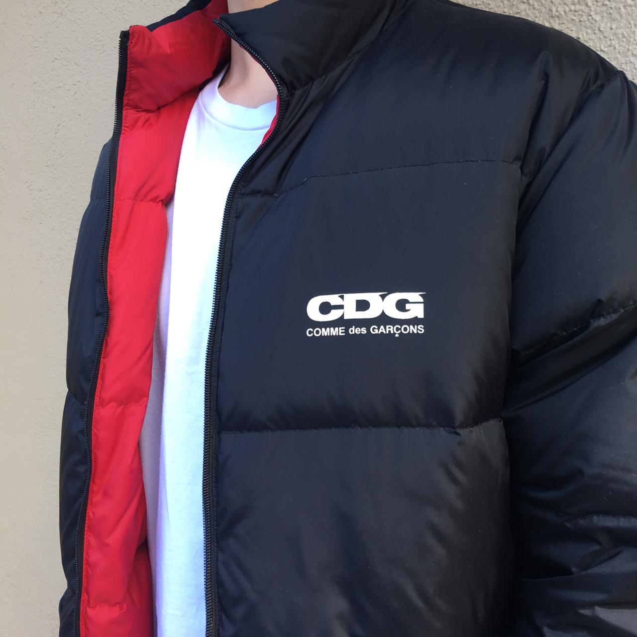 Comme des garcons CDG black / red reversible puffer... - Depop