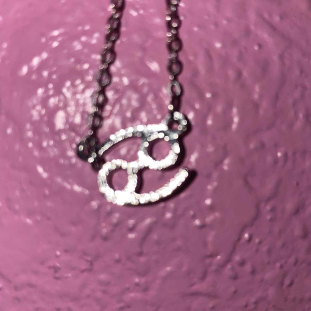 Cancer charm necklace Alloy metal Silver... - Depop