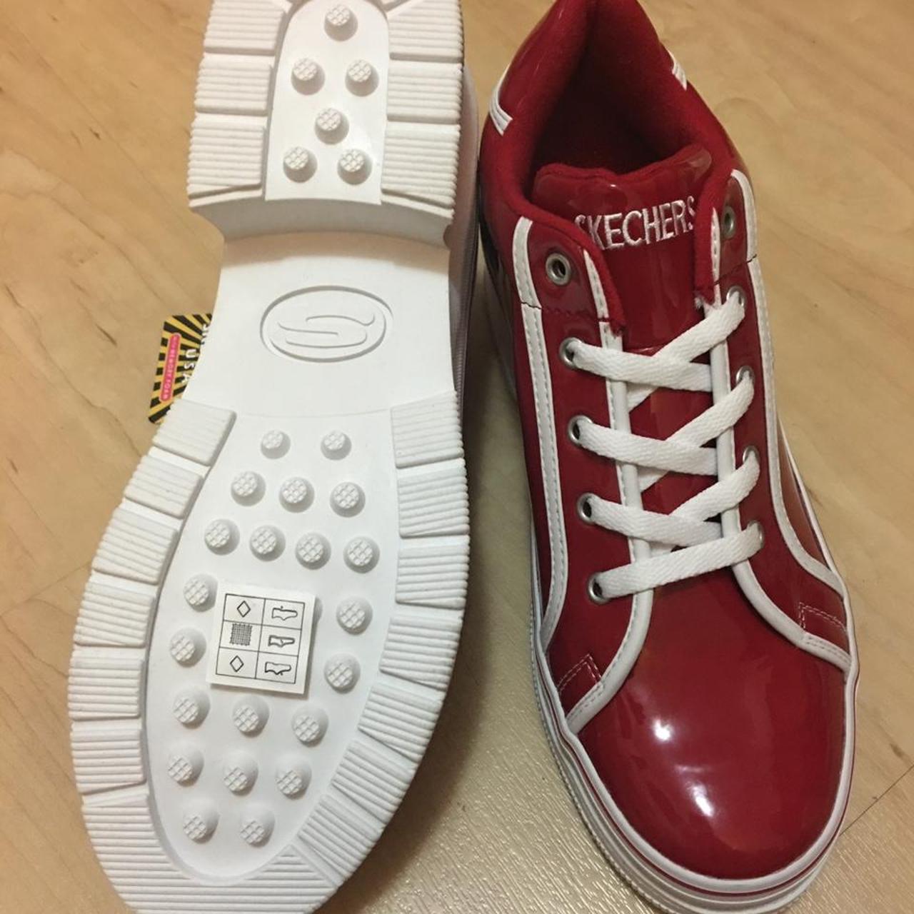 Red patent Skechers platform sneakers. Women’s size... - Depop