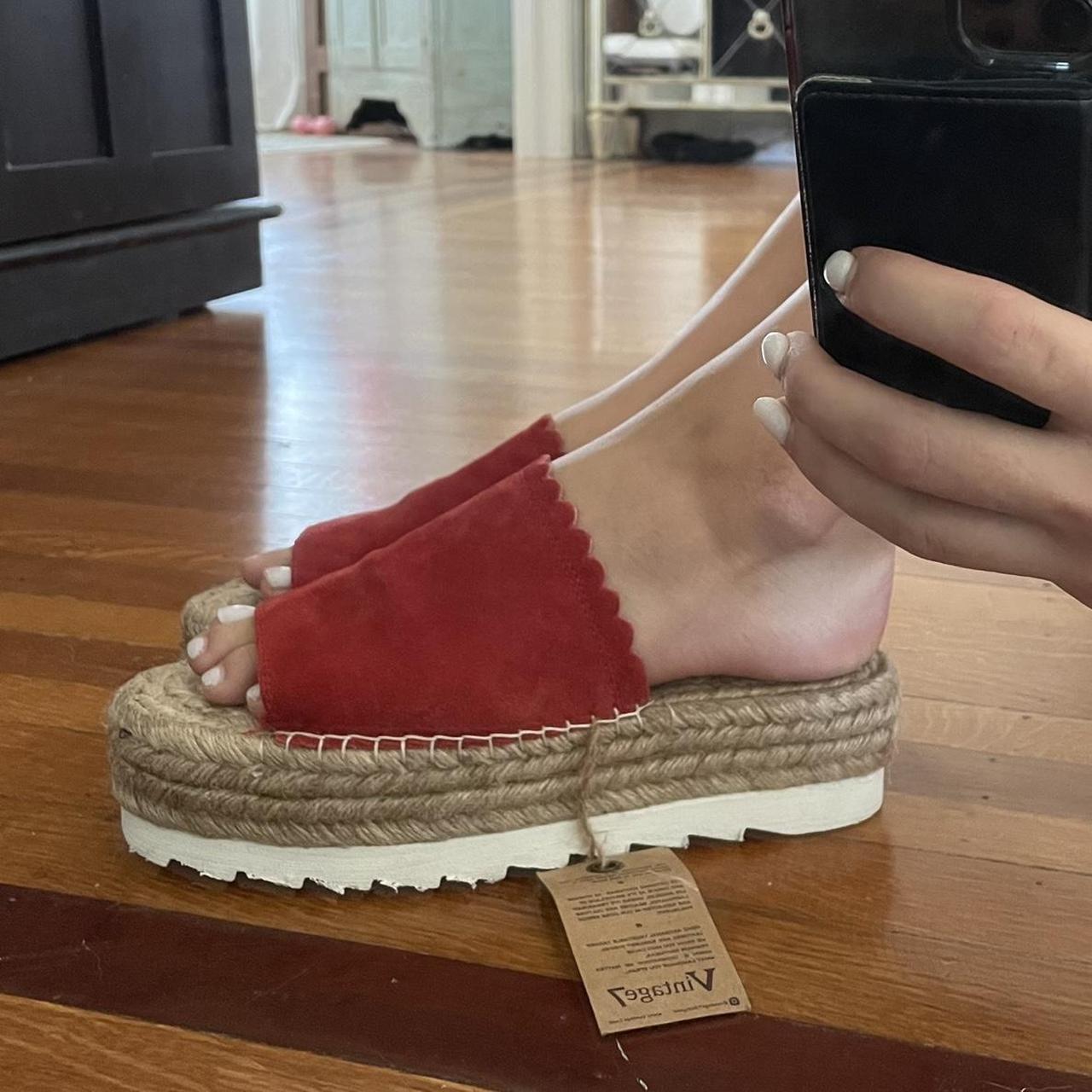 Matisse Women's Red and Khaki Espadrilles | Depop