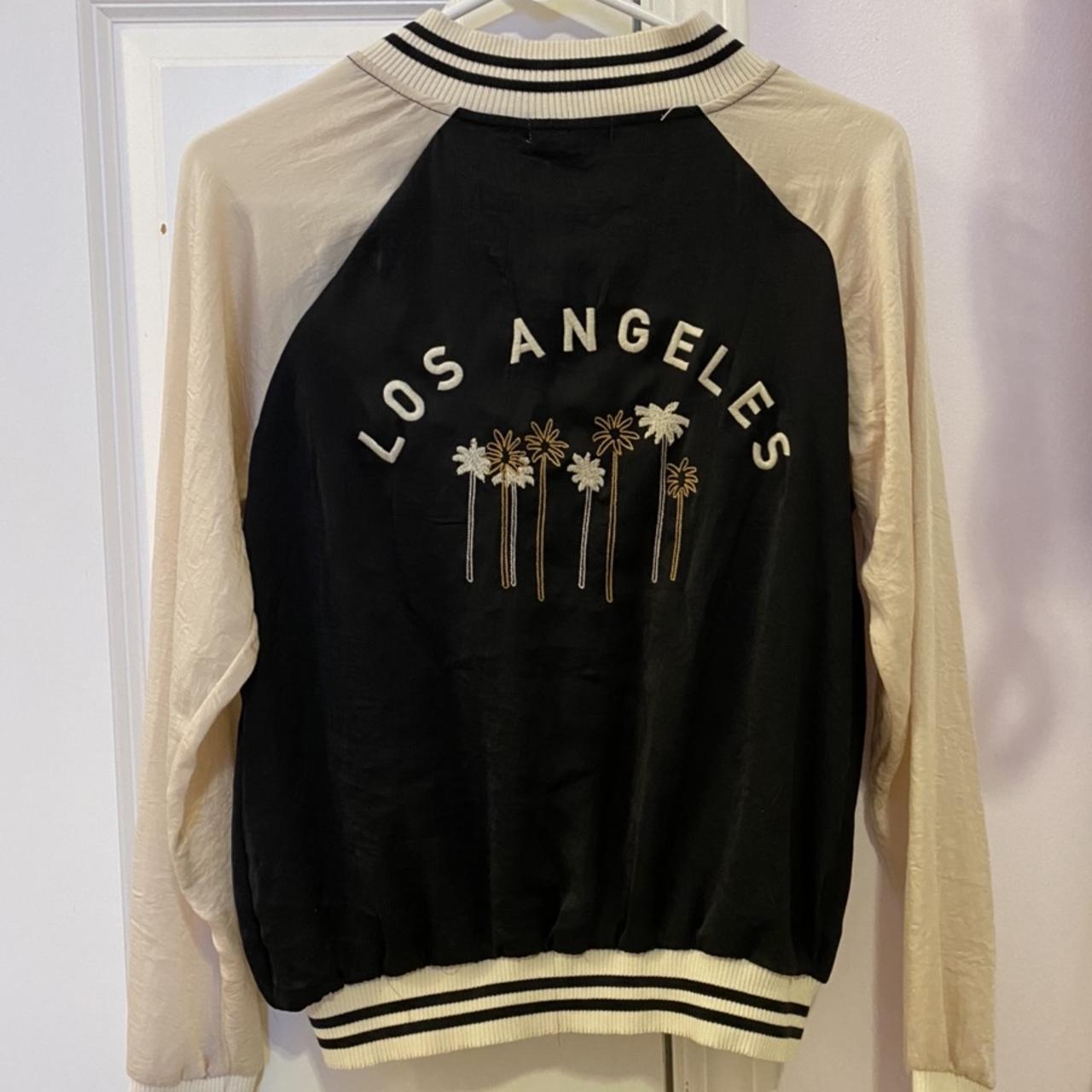 Black and cream spring bomber jacket, super light... - Depop