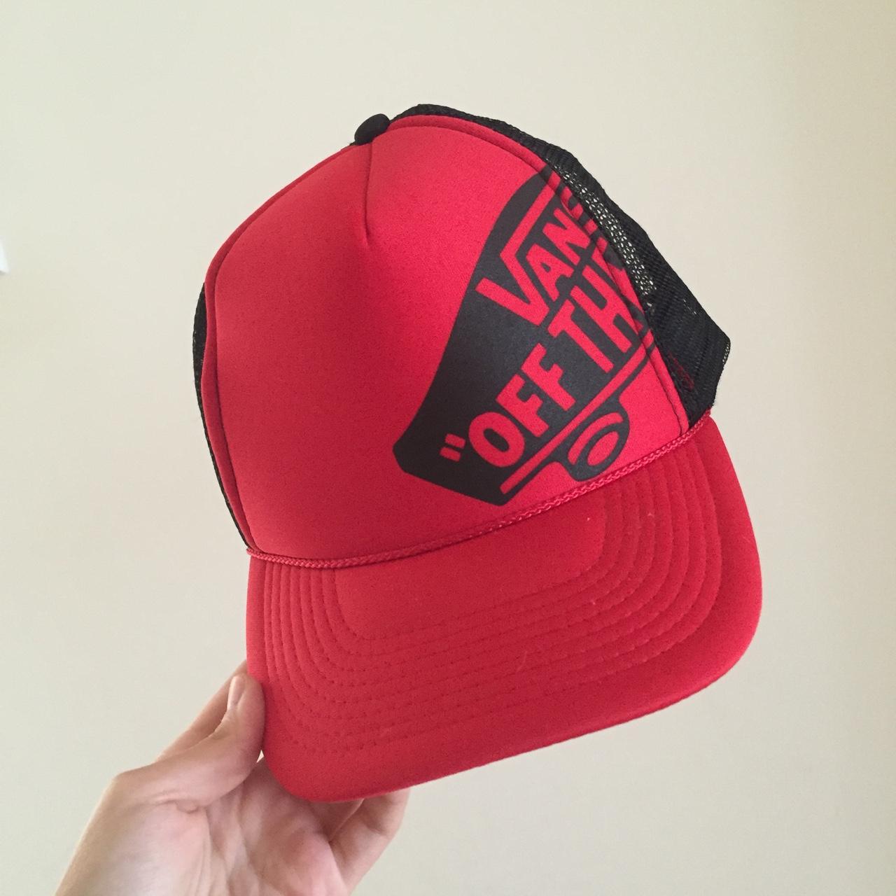 Red Vans off the wall trucker hat, never worn. #vans - Depop