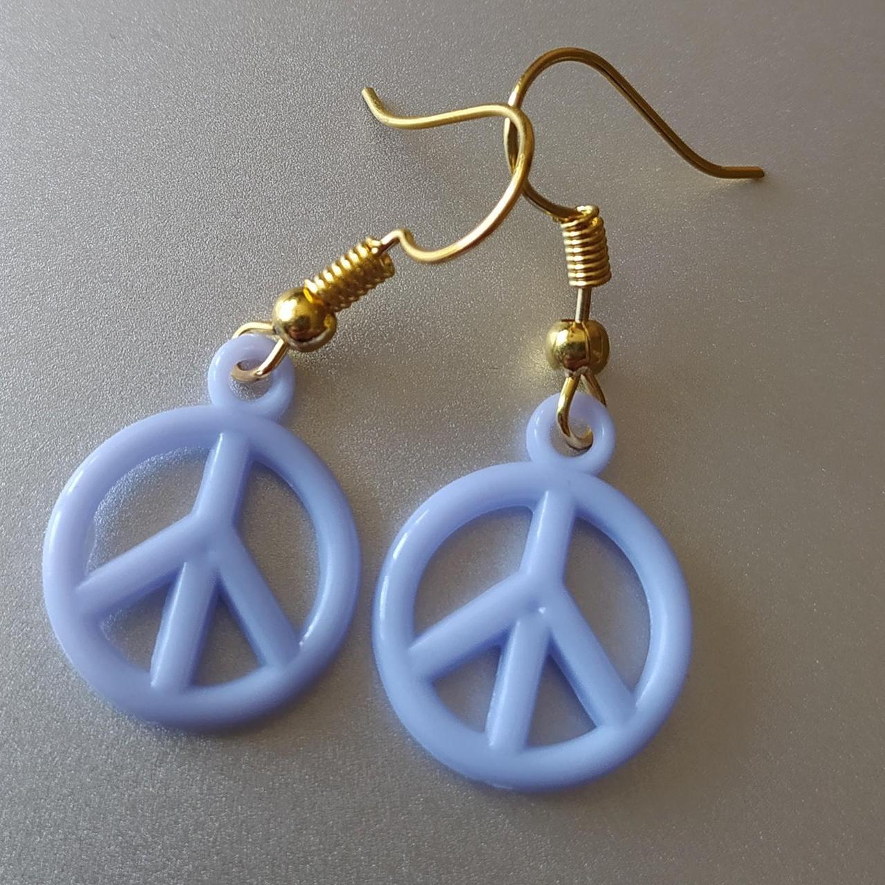 Lilac acrylic peace sign pendant earrings Pendant... - Depop