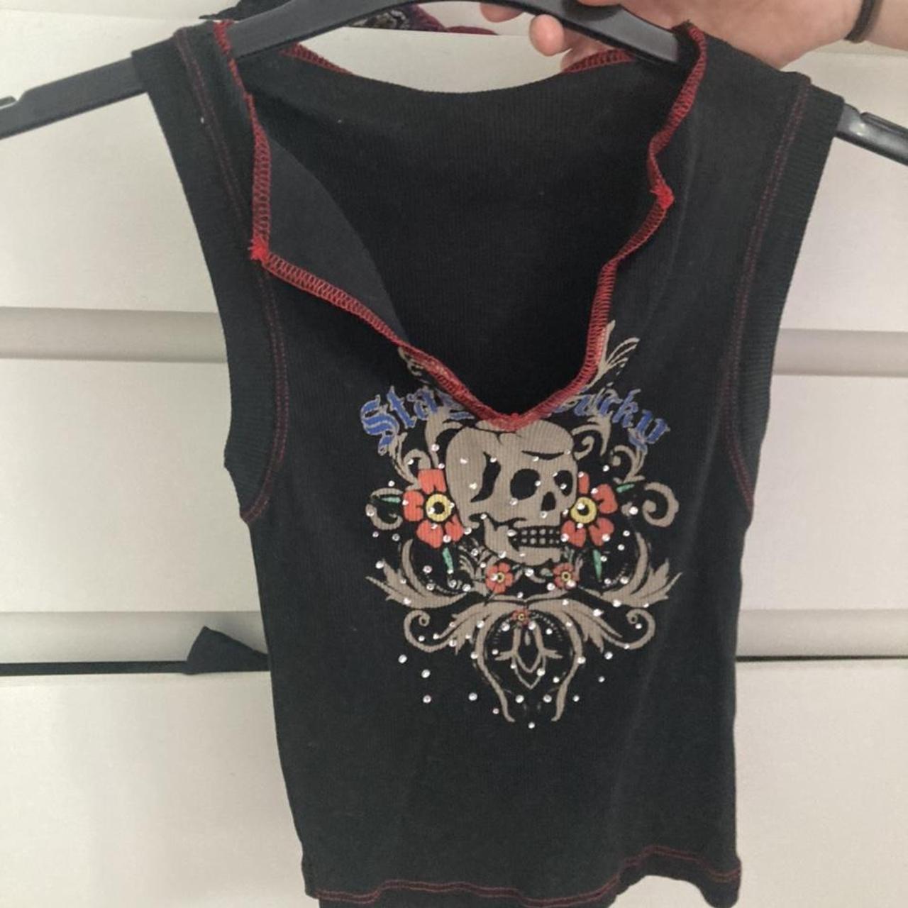 Urban rhinestone skull vest crop top Rly pretty... - Depop