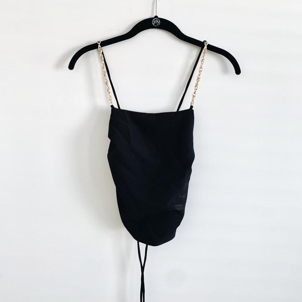Zara black and gold chain strap tank top size:... - Depop