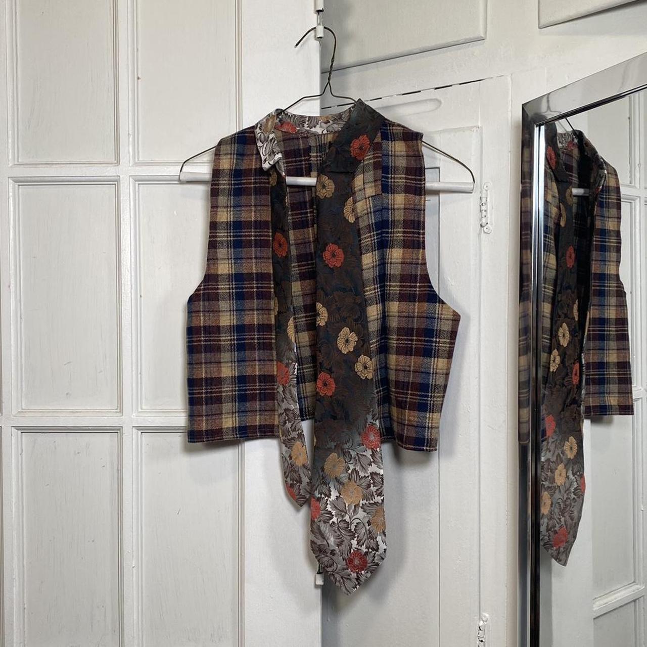 ivy league tie vest - insane flannel vest with... - Depop