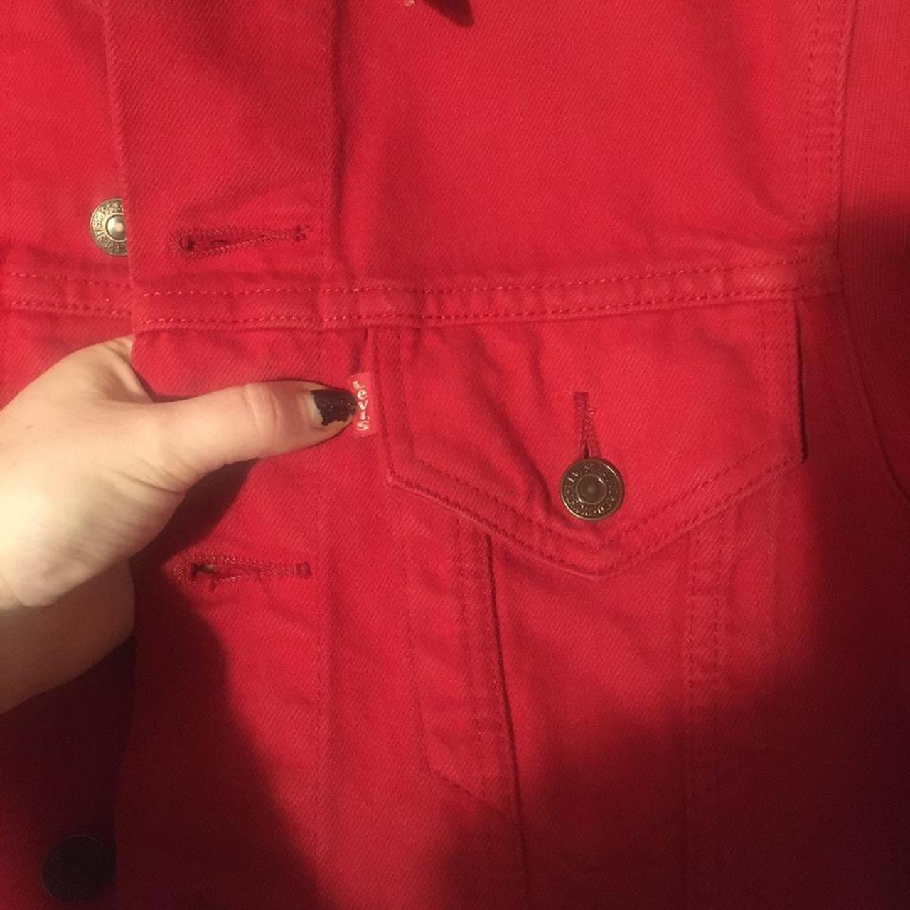 Red Levi Strauss denim jacket Vintage... - Depop