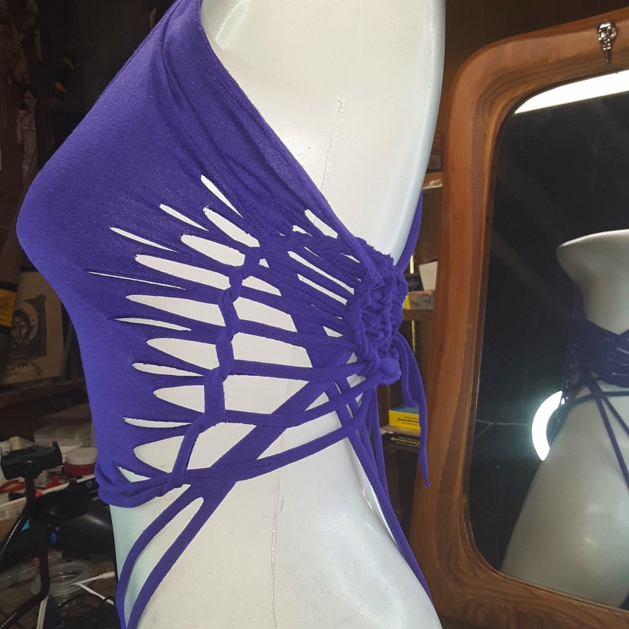 Purple Rave Halter Crop Top. One size adjustable tie... - Depop