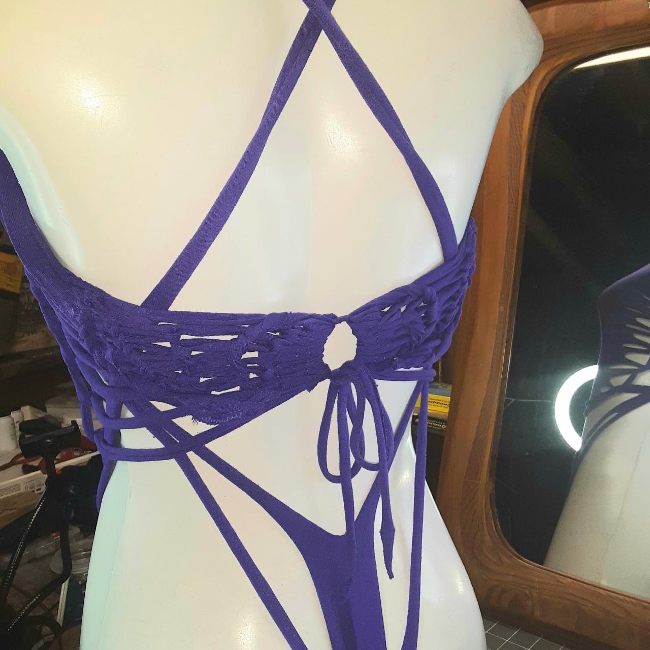 Purple Rave Halter Crop Top. One size adjustable tie... - Depop