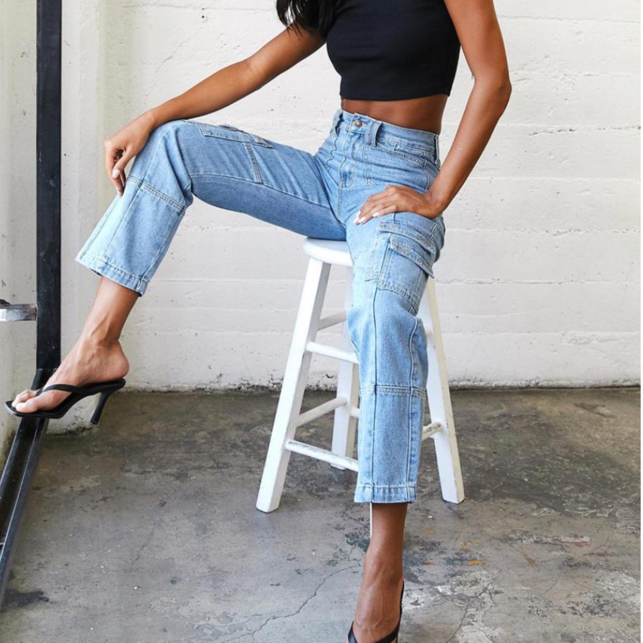 PRINCESS POLLY x LIONESS THE STACEY JEANS DENIM... - Depop