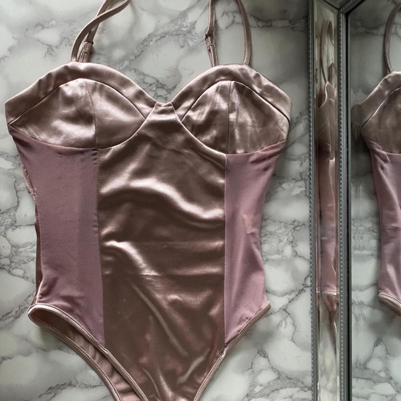 PINK SATIN BODYSUIT oh polly pretty little thing I... - Depop