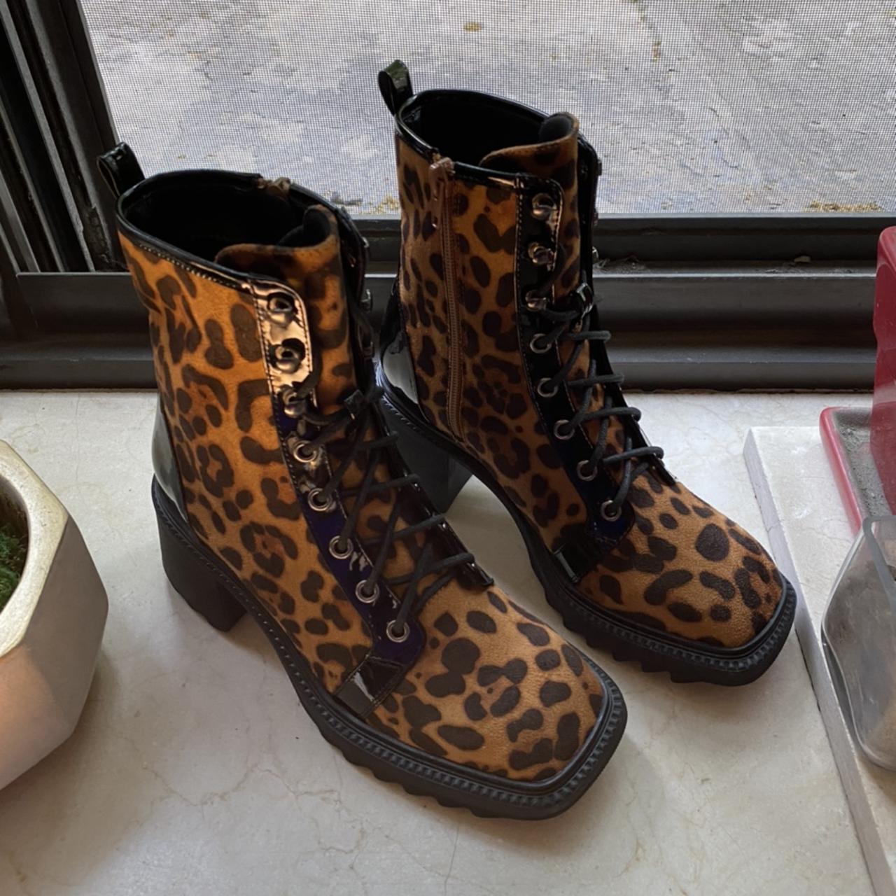 Brand new luxury designer leopard lace up boots.... - Depop