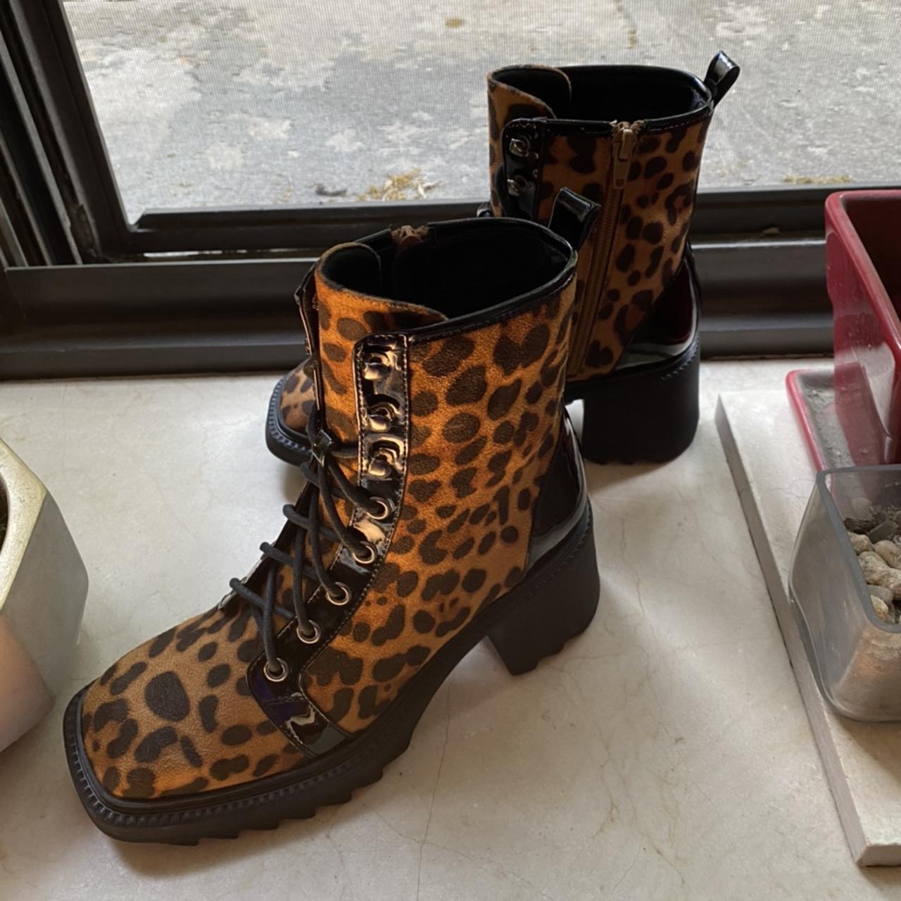 Brand new luxury designer leopard lace up boots.... - Depop